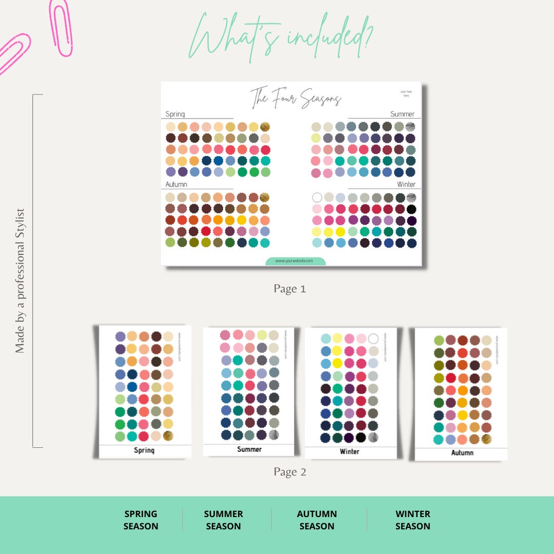 Four Seasons Color Analysis Chart: Stylist Reference Guide (PDF ...