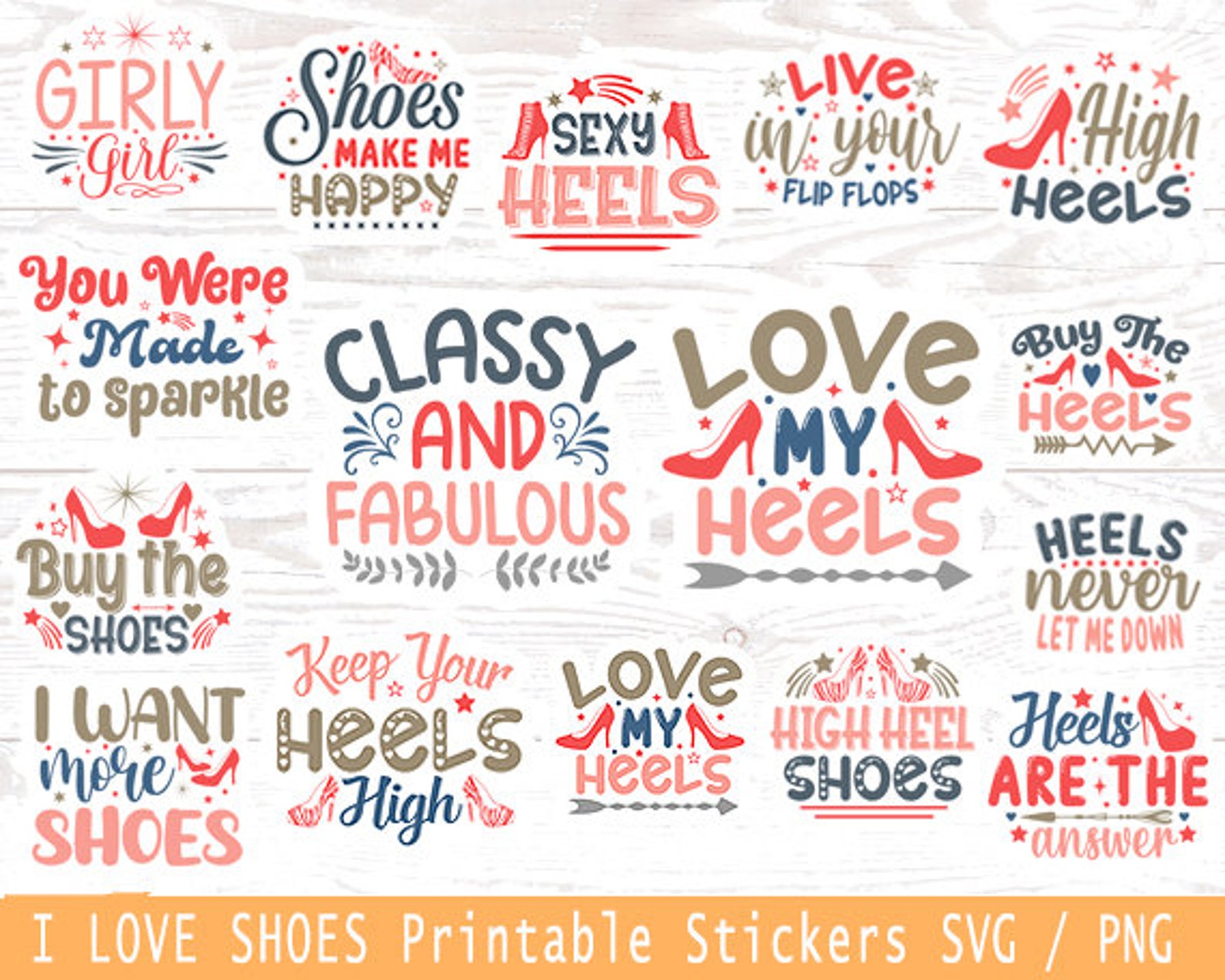 High Heels Svg Heels Svg Printable Stickers Shoes Svg - Etsy