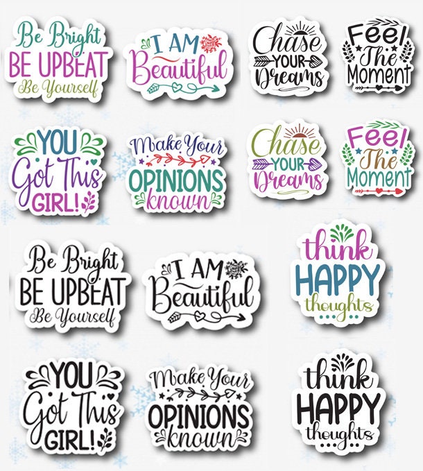 Digital Stickers Png, Inspirational Sticker Bundle, Motivational Svg ...