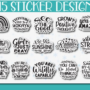 Digital Stickers, PNG, Inspirational Stickers Svg Bundle, Cricut Svg ...
