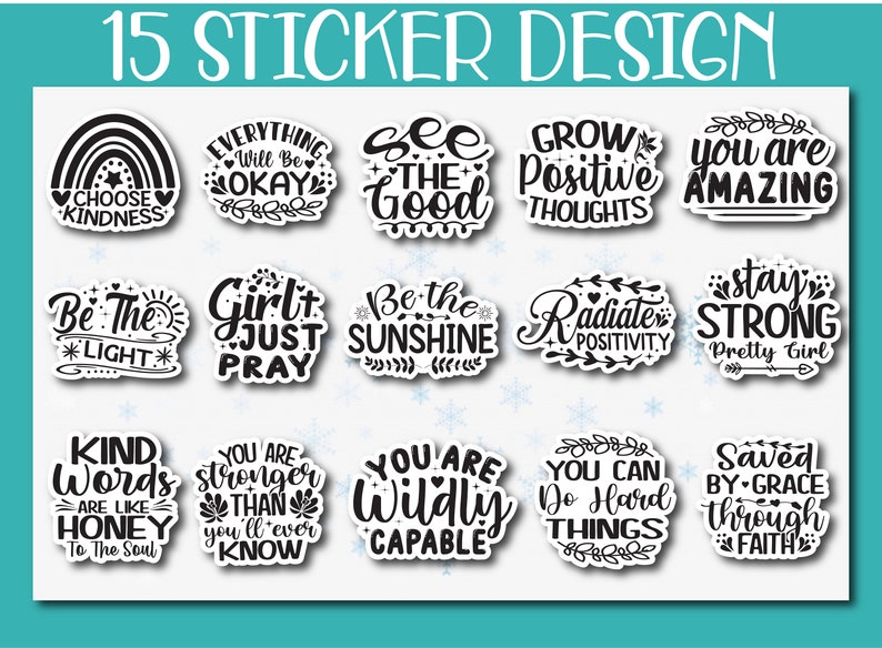 Digital Stickers PNG Inspirational Stickers Svg Bundle - Etsy