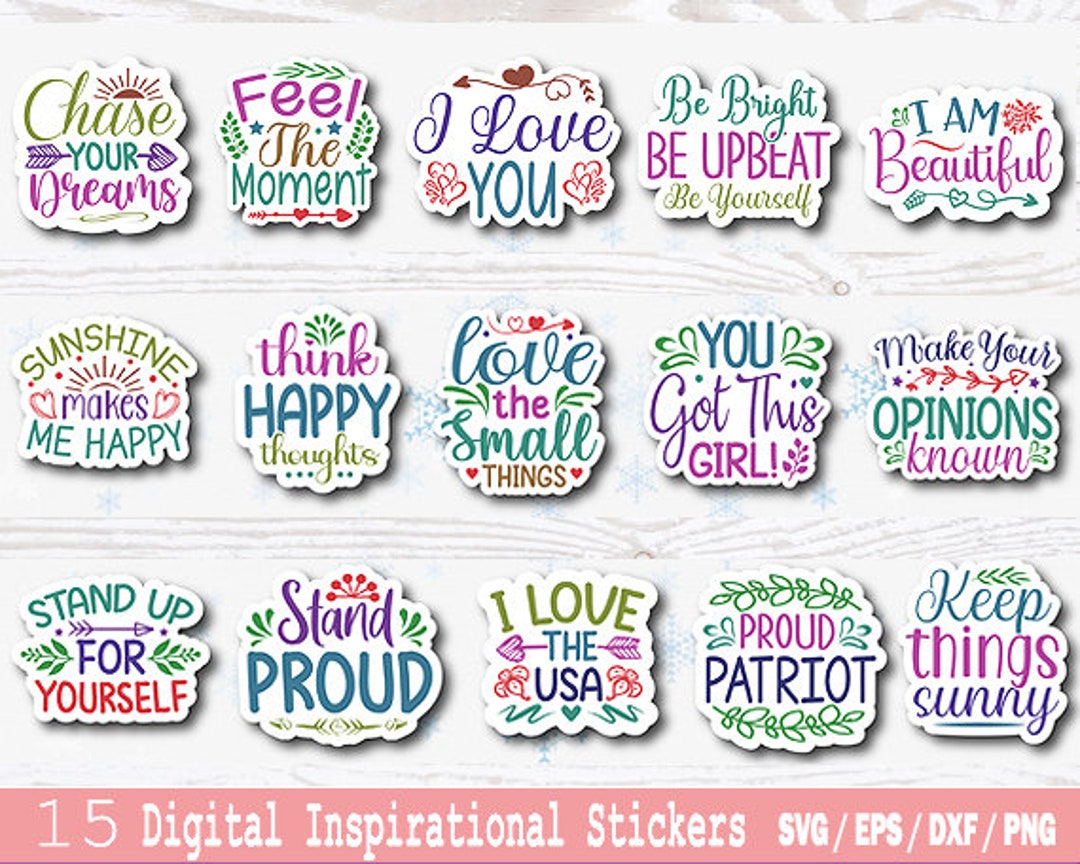 Digital Stickers Png, Inspirational Sticker Bundle, Motivational Svg ...