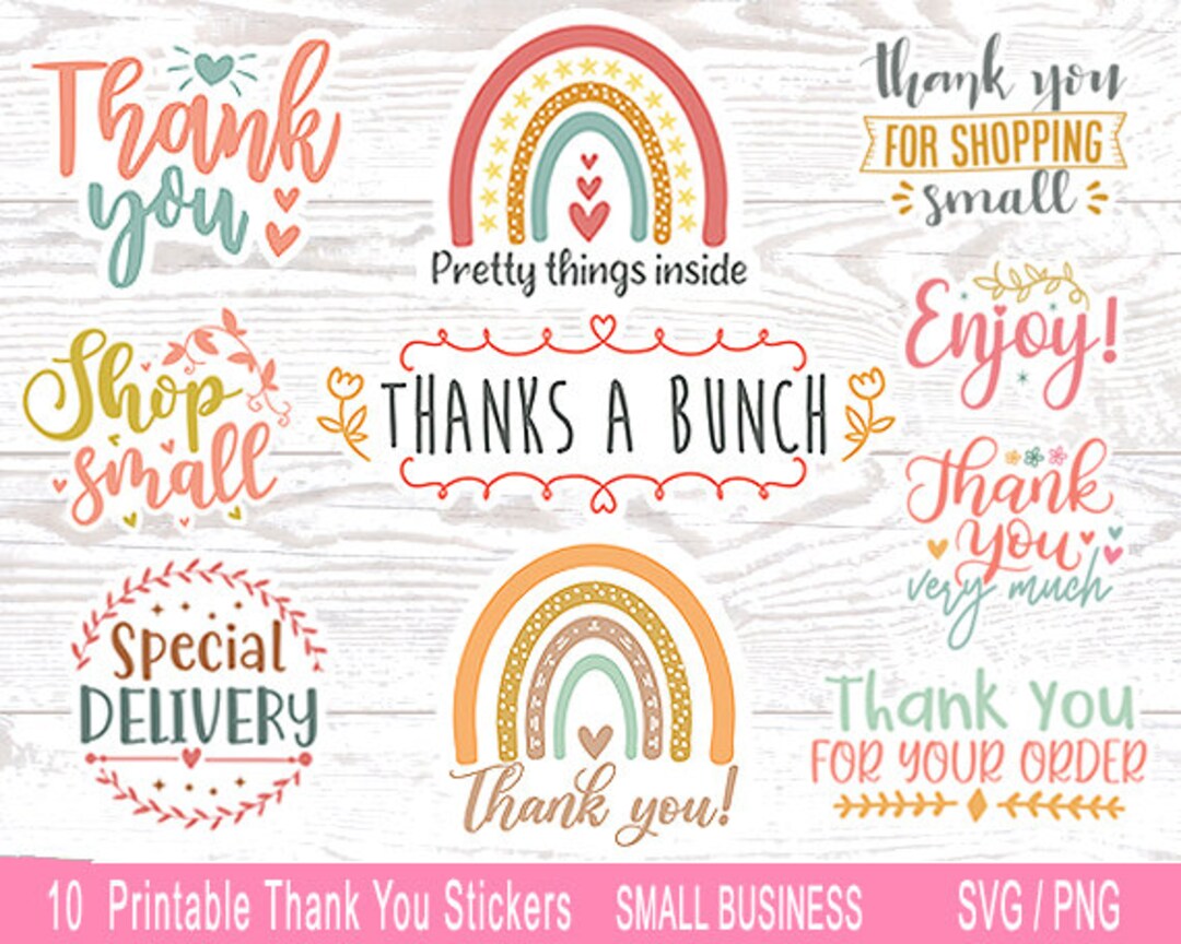 Thank You Stickers, Sticker SVG, Thank You PNG, Printable Thank You ...