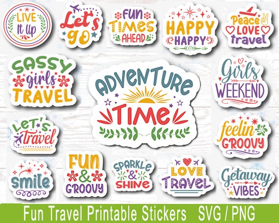 Digital Stickers Travel Svg Printable Stickers Bundle - Etsy
