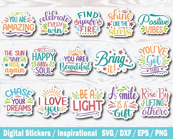 Inspirational Stickers Svg Bundle Digital Stickers Bundle | Etsy UK