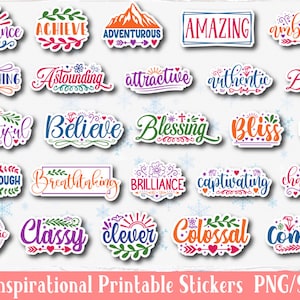 Inspirational Stickers Svg Bundle, Cricut Svg, Quote Svg, Printable ...