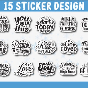 Inspirational Stickers Svg Bundle, Stickers for Planners, Cricut Svg ...