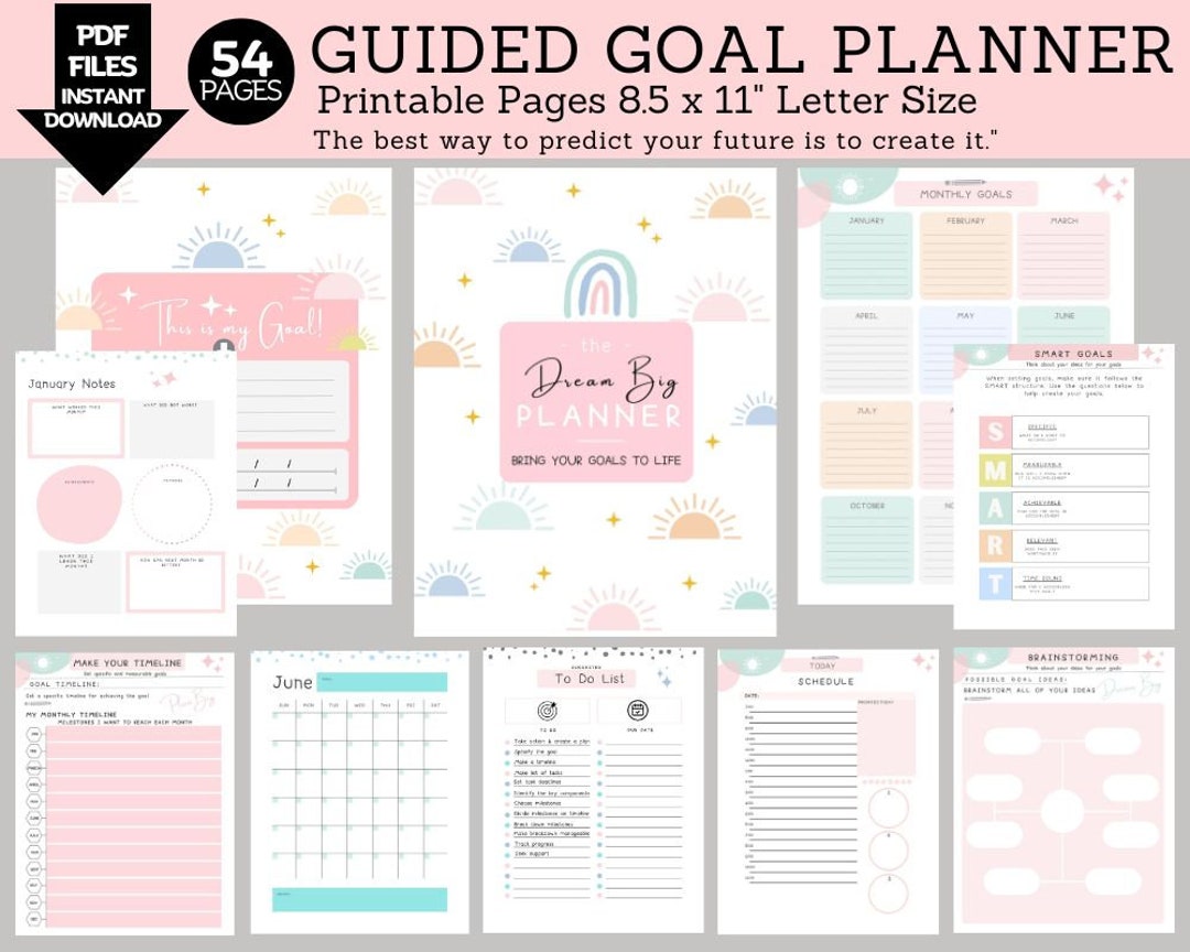 Printable, Goal Planner Bundle, Downloadable Planner, Planner Pages ...