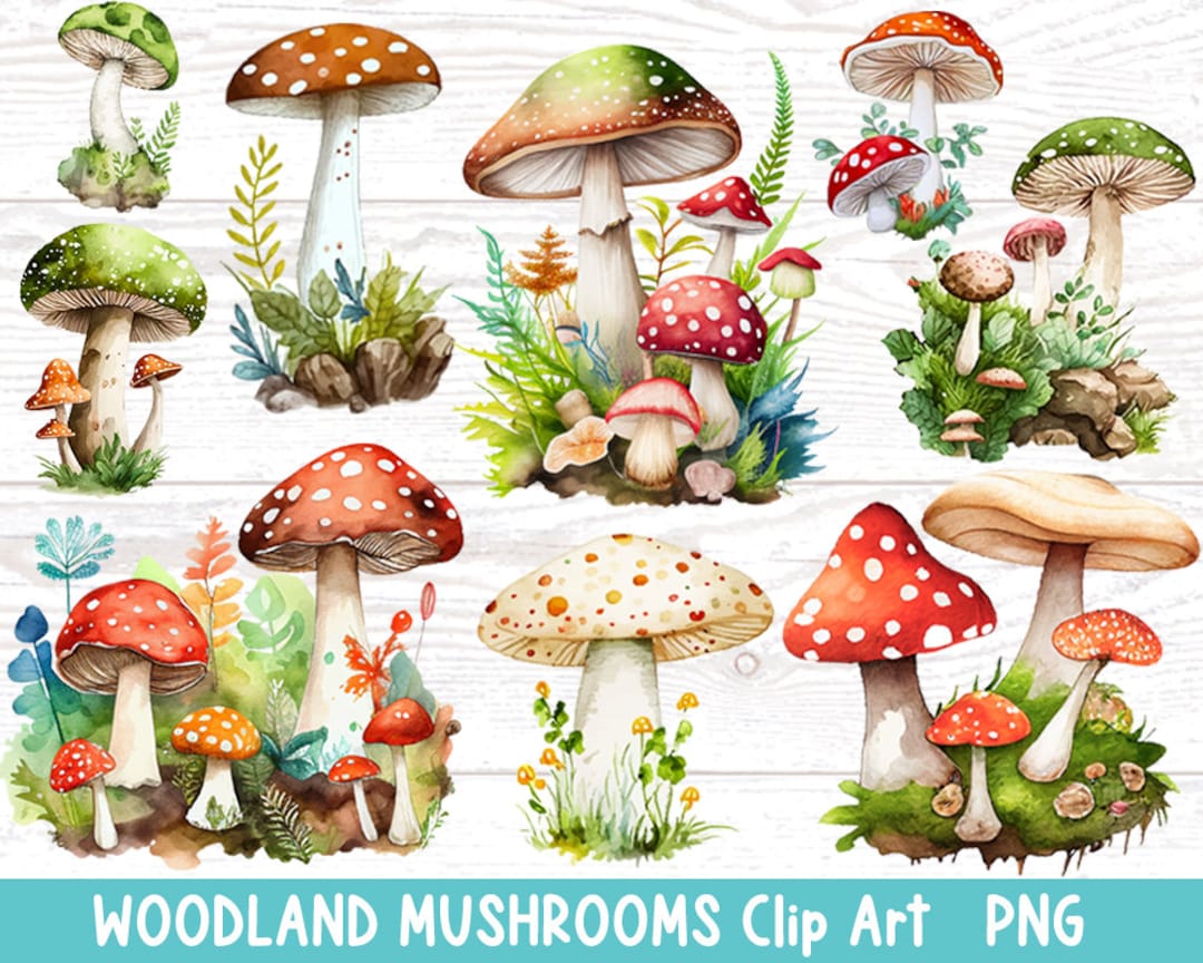 Mushrooms Clipart, Forest Nature Mushroom Clip Art, PNG Format, Instant ...