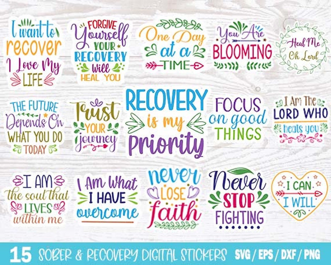 Digital Inspirational Sticker Bundle, Recovery Svg, Sobriety Svg,strong ...