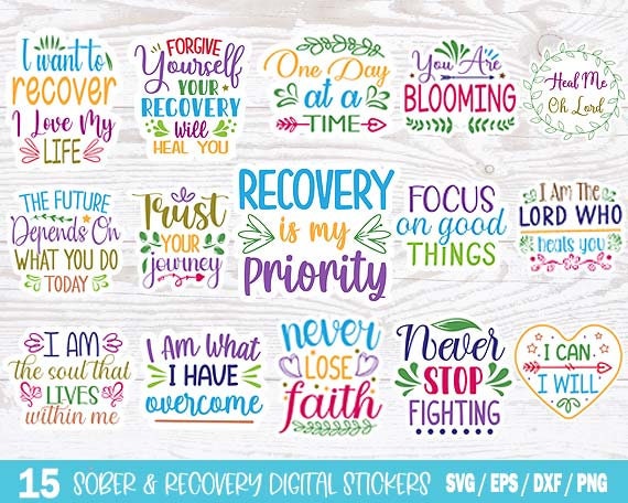 Digital Inspirational Sticker Bundle Recovery Svg Sobriety | Etsy