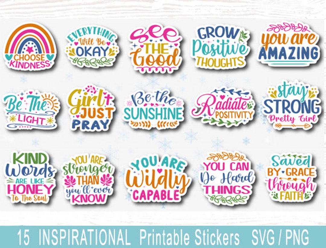 Digital Stickers, PNG, Inspirational Stickers Svg Bundle, Cricut Svg ...