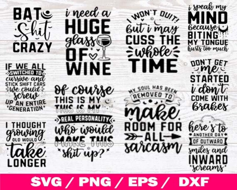 Sarcastic SVG Bundle Adult Humor SVG Bundle SVG Files for - Etsy