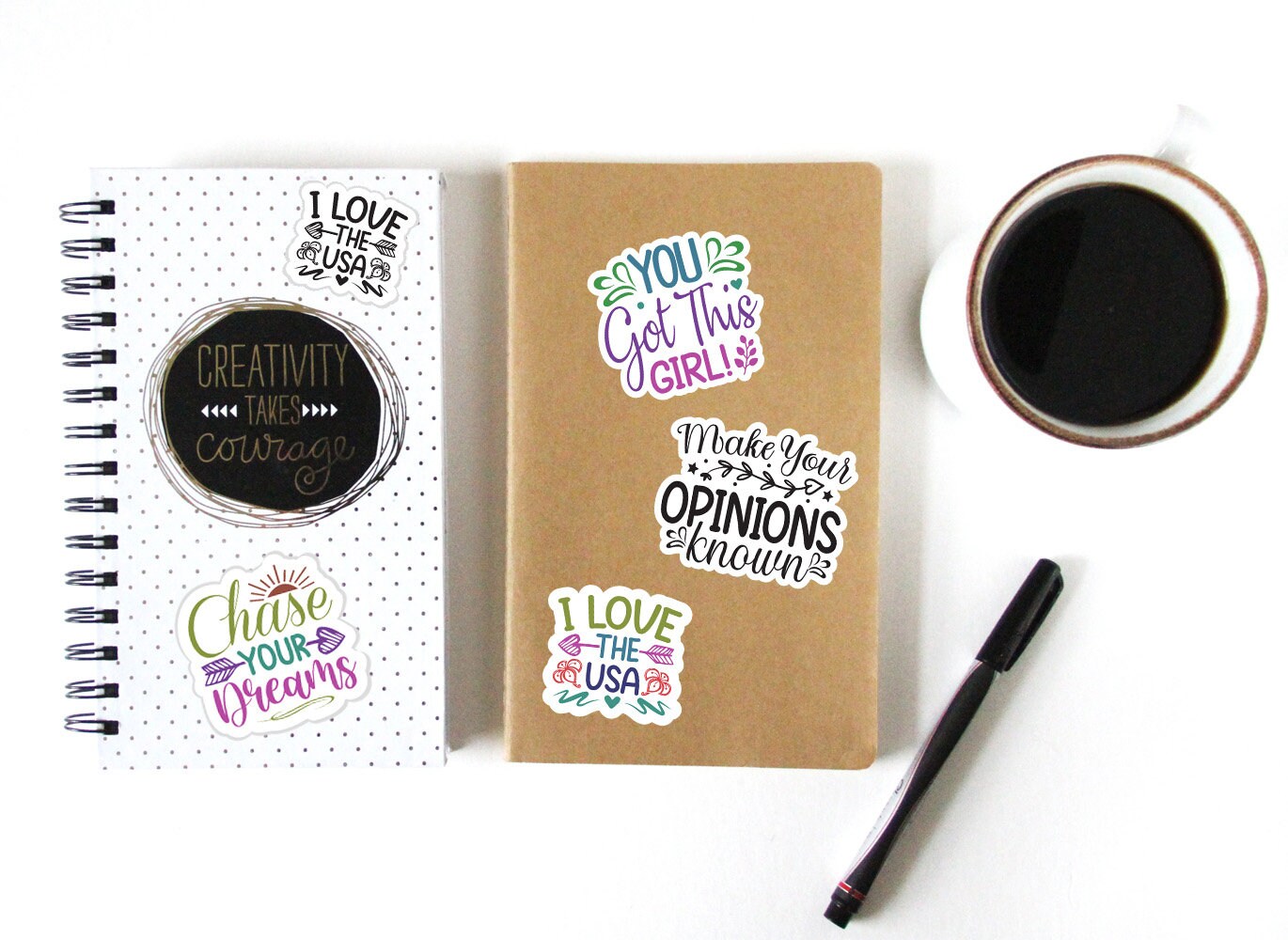 Digital Stickers Png, Inspirational Sticker Bundle, Motivational Svg ...