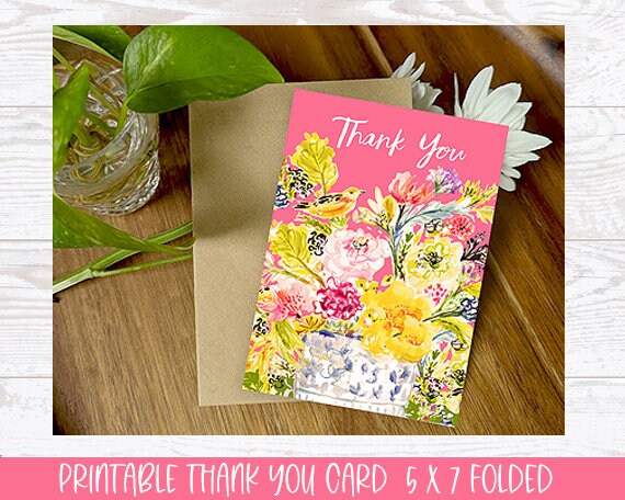 Printable Thank You Card Digital Thank You Card Instant - Etsy