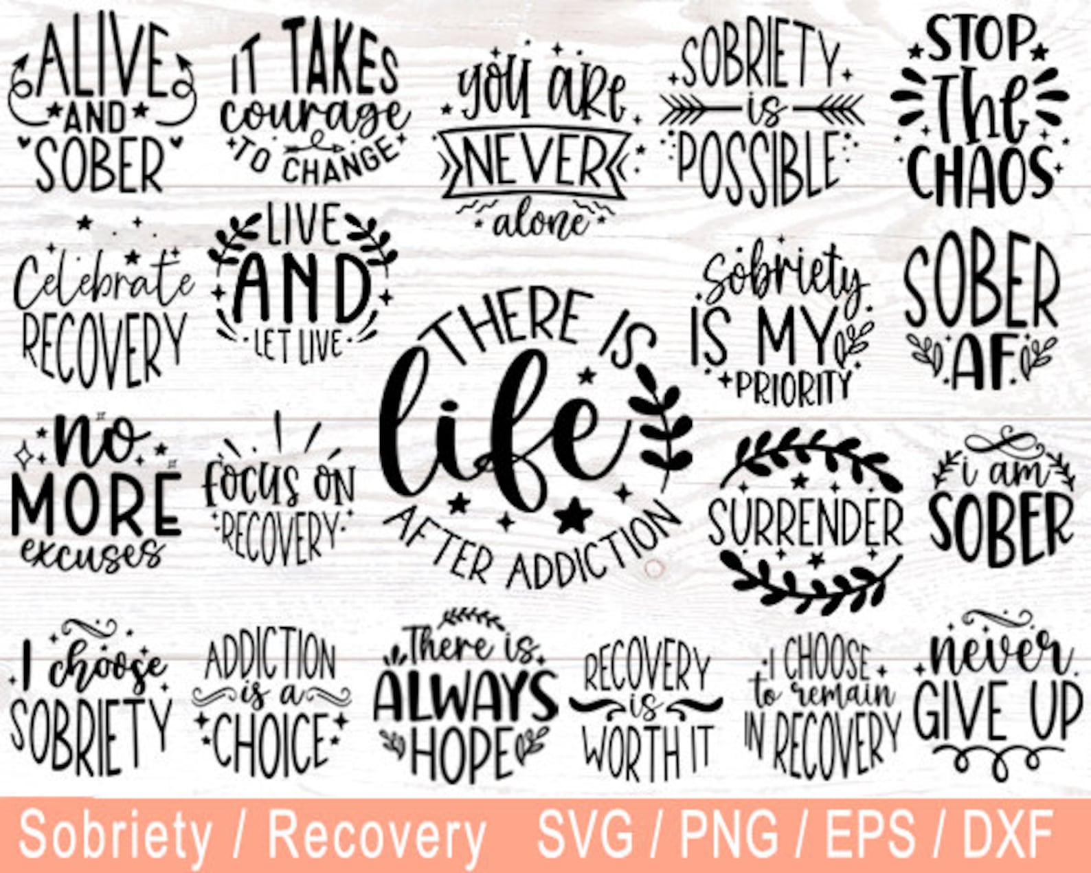Sobriety Svg Recovery Svginspirational SVG Bundle - Etsy