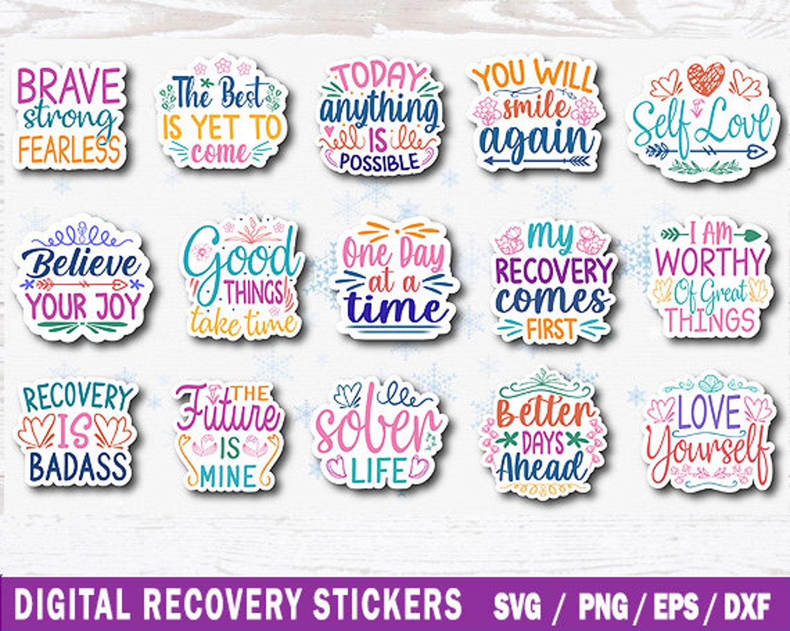 Digital Inspirational Sticker Bundle Sobriety Svg | Etsy