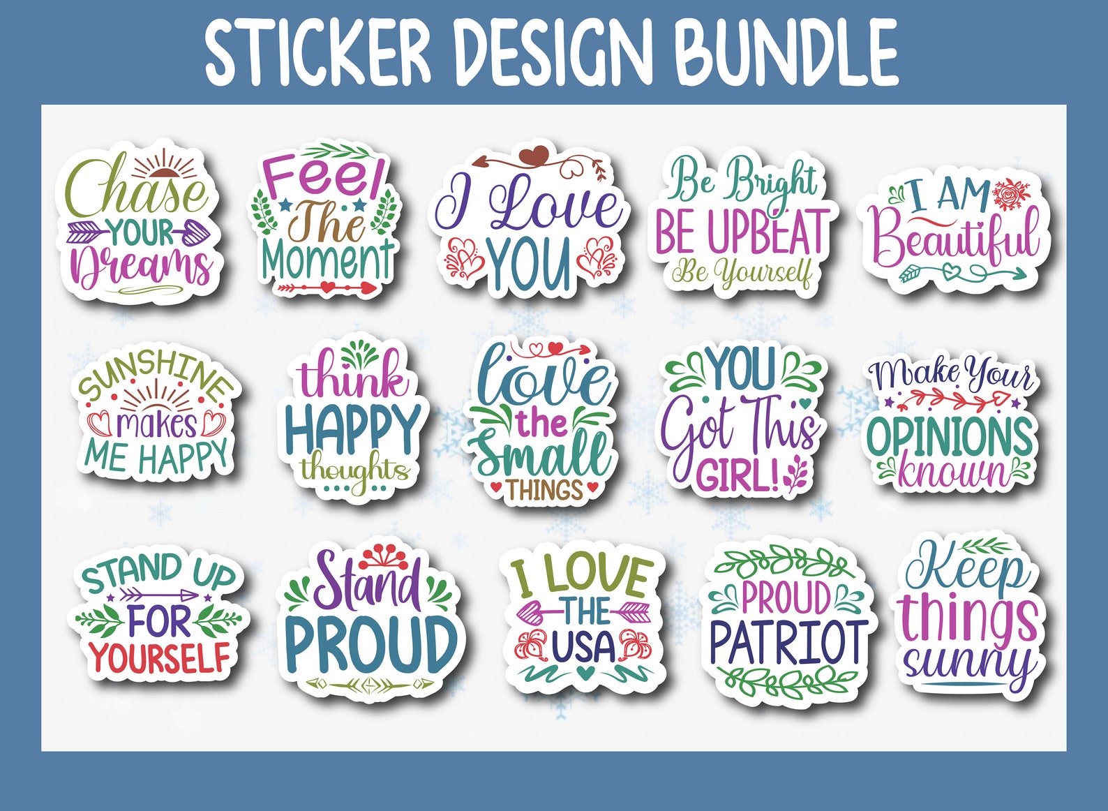 Digital Stickers Png, Inspirational Sticker Bundle, Motivational Svg ...