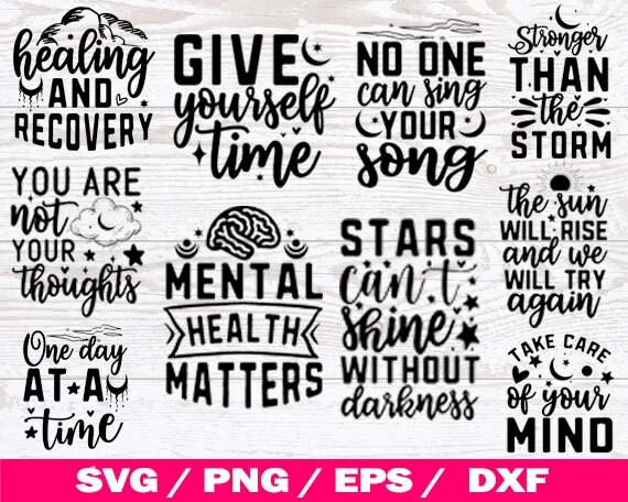 Mental Health SVG Mental Wellness Bundle Inspirational SVG - Etsy