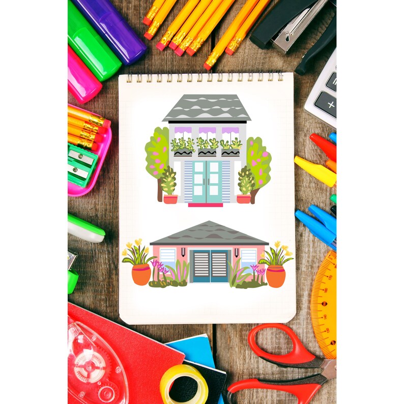 Printable Houses Cute Houses Instant Digital Download - Etsy