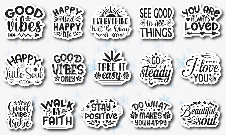 Inspirational Stickers Svg Bundle, Digital Stickers Bundle, Cricut Svg ...