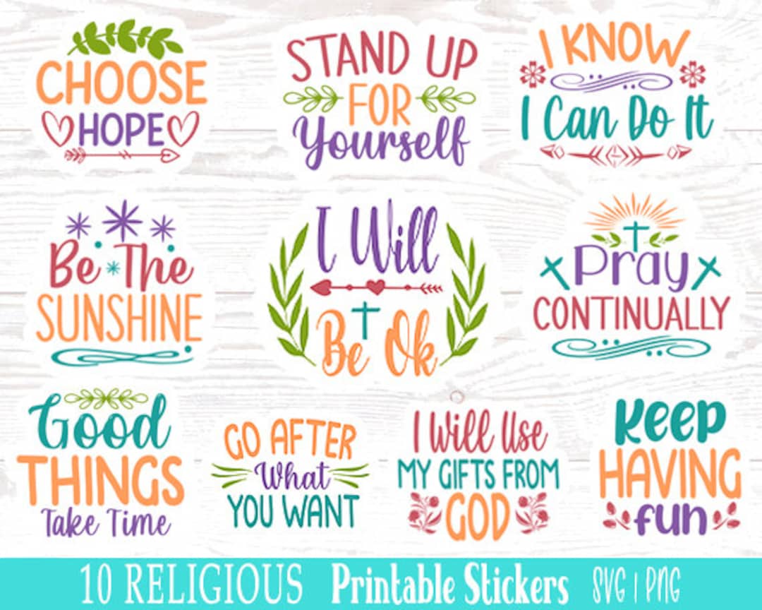 Printable Stickers, Cricut Svg, Digital Stickers Bundle, Positivity ...