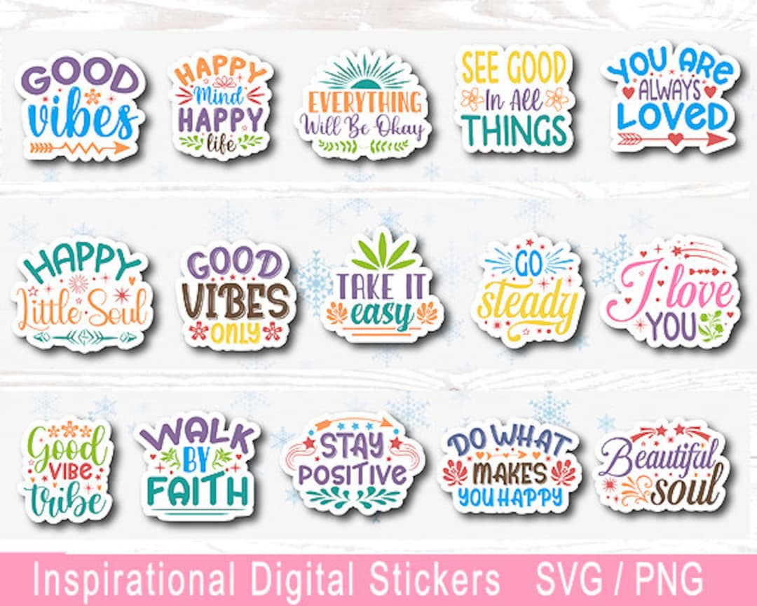 Inspirational Stickers Svg Bundle, Digital Stickers Bundle, Cricut Svg ...