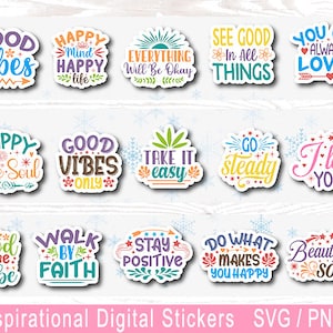 Inspirational Stickers Svg Bundle, Digital Stickers Bundle, Cricut Svg ...