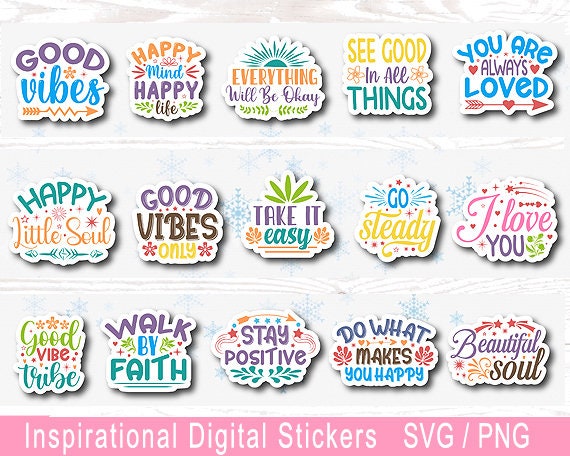 Inspirational Stickers Svg Bundle Digital Stickers Bundle - Etsy