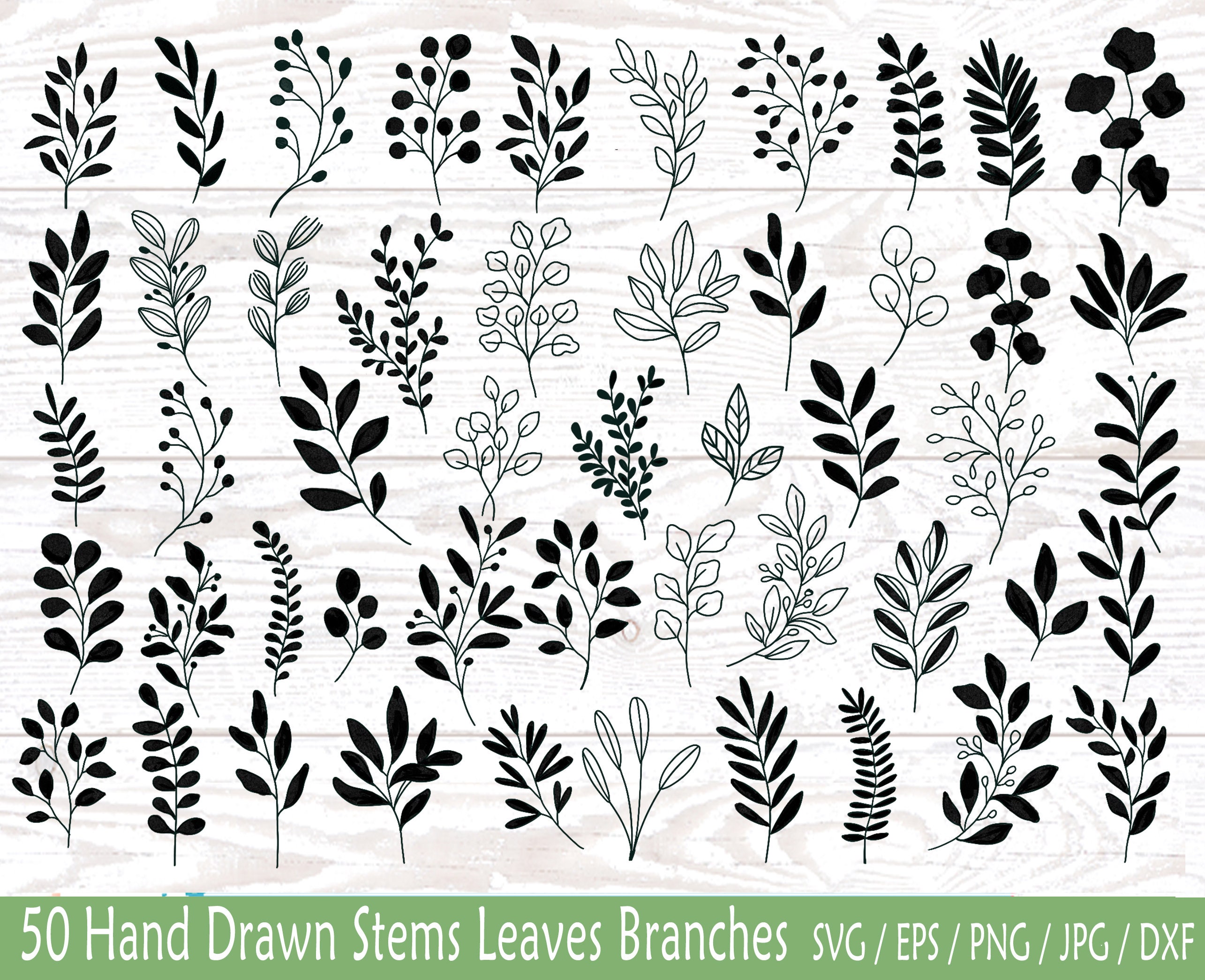 Leaves Svg Bundle Hand Drawn Leaves SVG Printable Wall Art - Etsy Australia