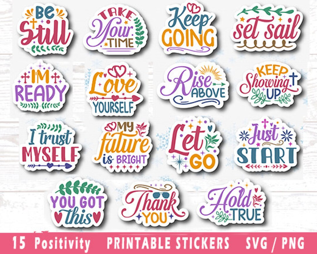 Inspirational Stickers Svg Bundle, Cricut Svg, Digital Stickers Bundle ...
