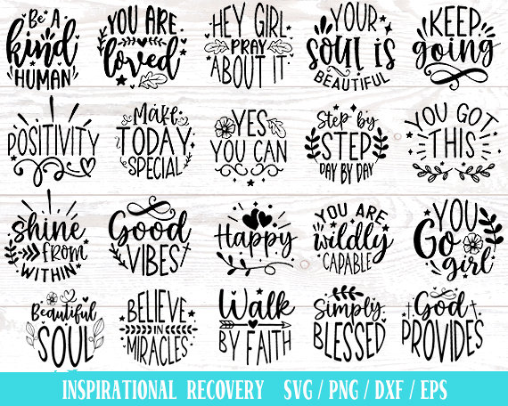 Recovery Svg, Inspirational SVG Bundle, Digital Stickers, Religious Svg ...