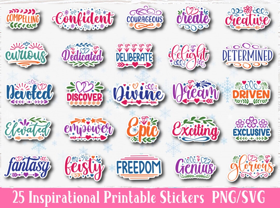 Inspirational Stickers Svg Bundle, Cricut Svg, Trendy Svg, Printable ...