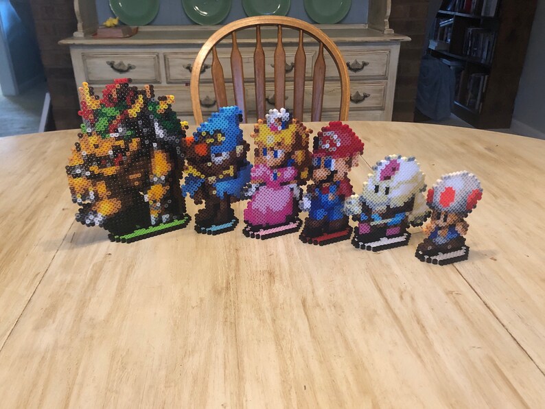 Super Mario RPG Perler Art Mario Bowser Princess Peach Geno Mallow Toad ...