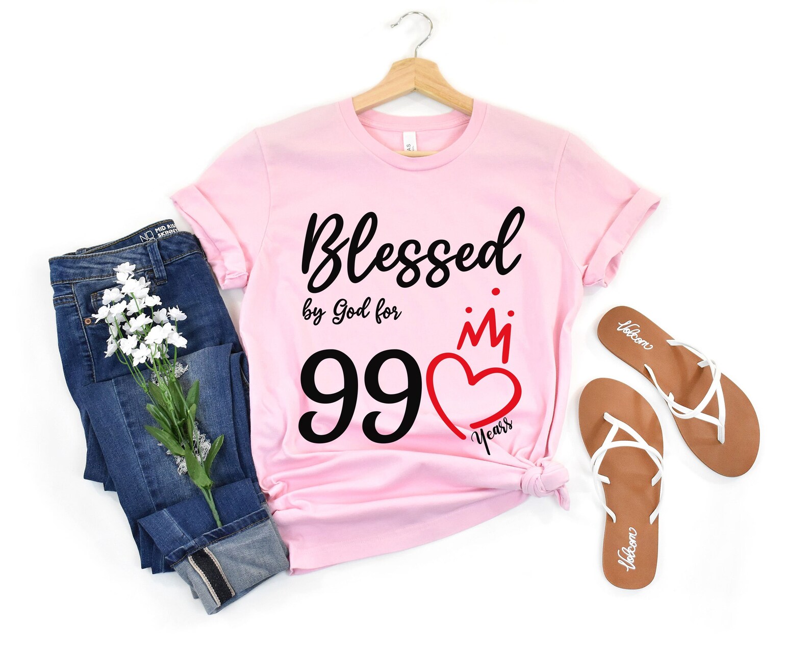99th Birthday Shirt, Blessed by God 99 Years Tshirt, 99th Birthday Gift ...