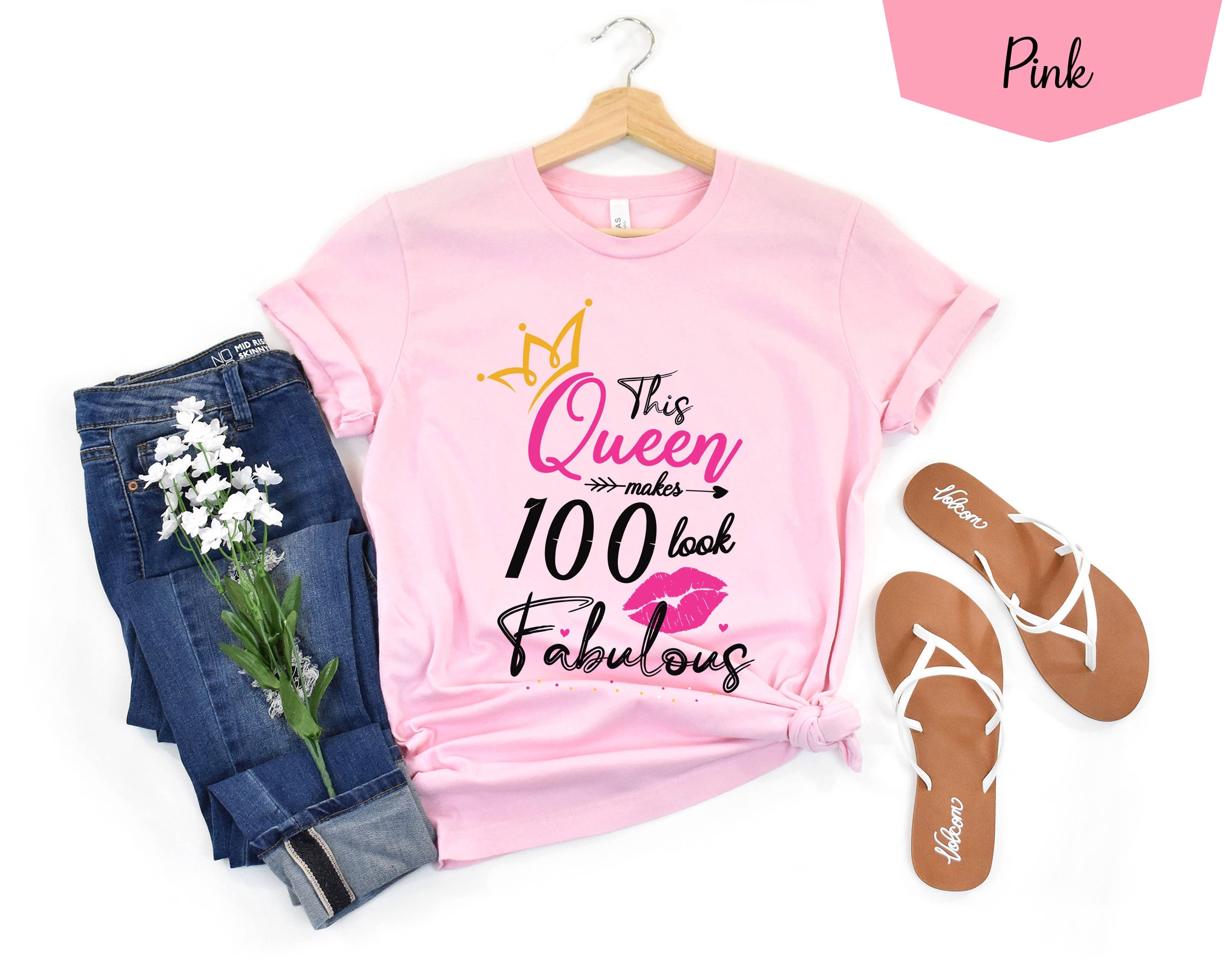 100th Birthday Shirt, 100th Birthday Fabulous Queen, 100th Birthday ...