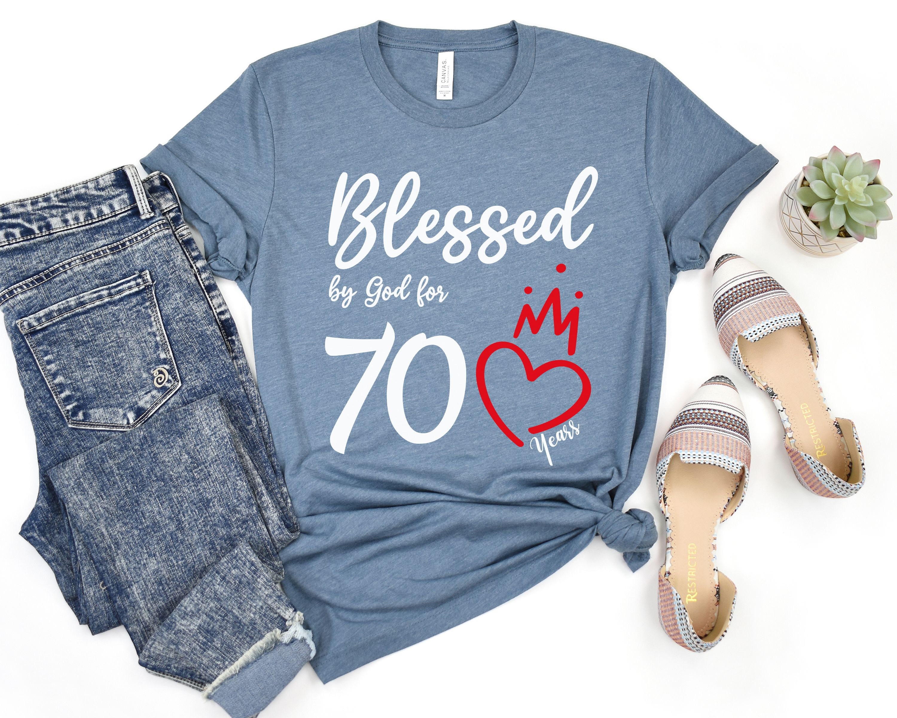 70th Birthday Shirt, Blessed by God 70 Years Tshirt, 70th Birthday Gift ...