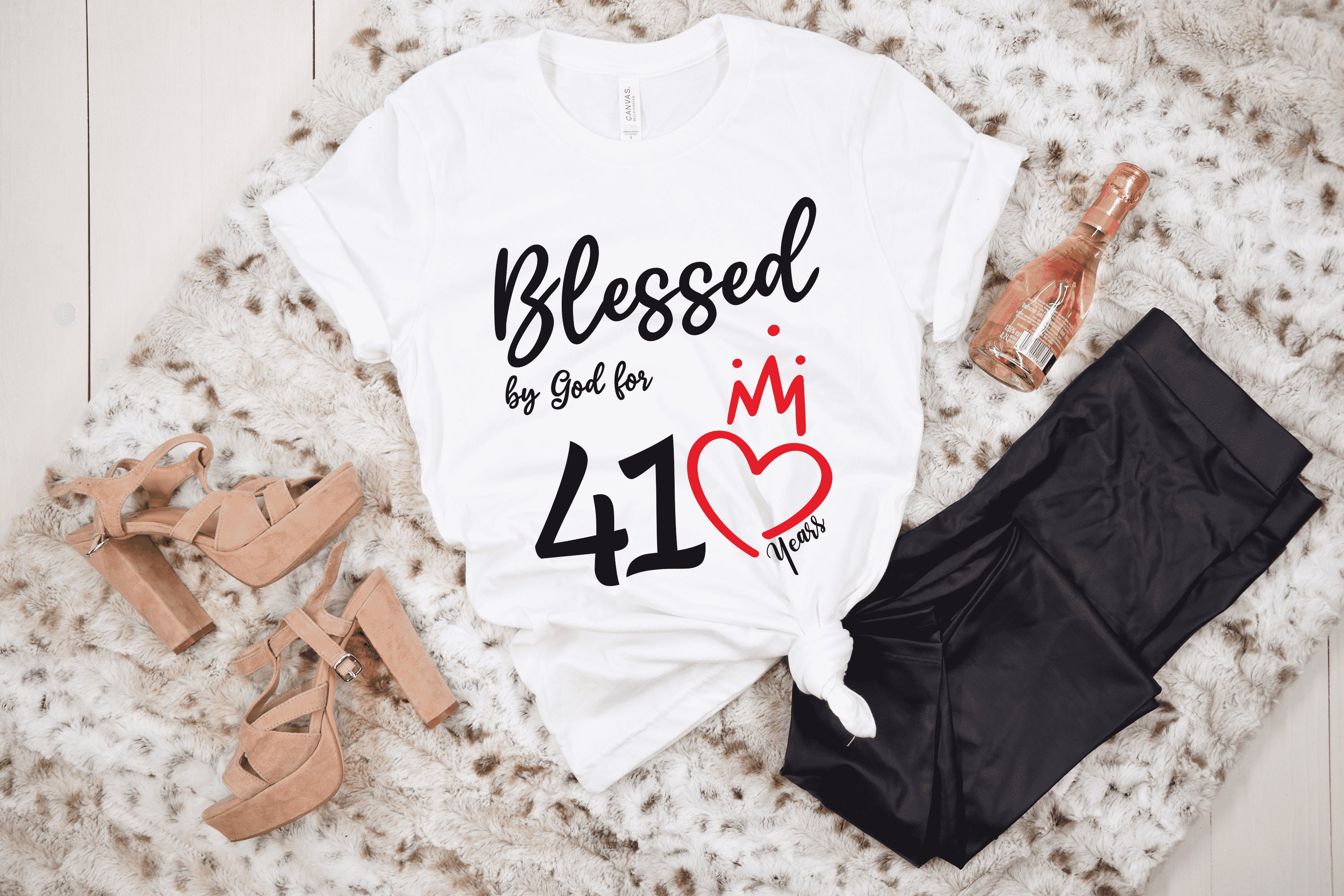 41st Birthday Shirt, Blessed by God 41 Years Tshirt, 41st Birthday Gift ...