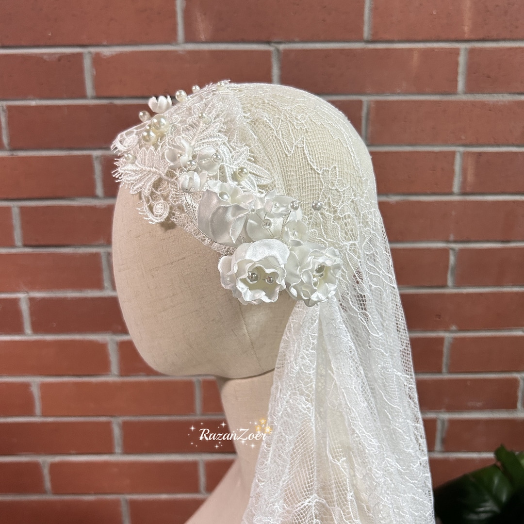 Vintage Rose Flower Juliet Bridal Veil Boho Wedding Cap Veil With ...