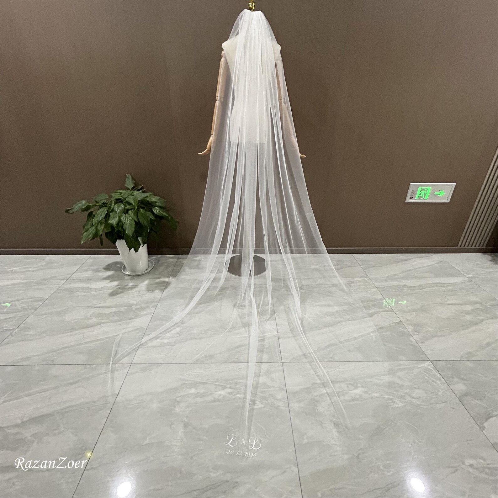 Add Custom Embroidery on Veil, Veil With Bride and Groom Letters ...