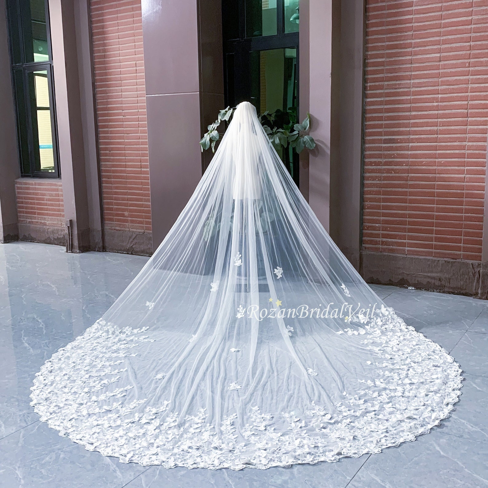 3D Butterfly Wedding Veil/luxury Lace Bridal Veil/ Embroidered ...