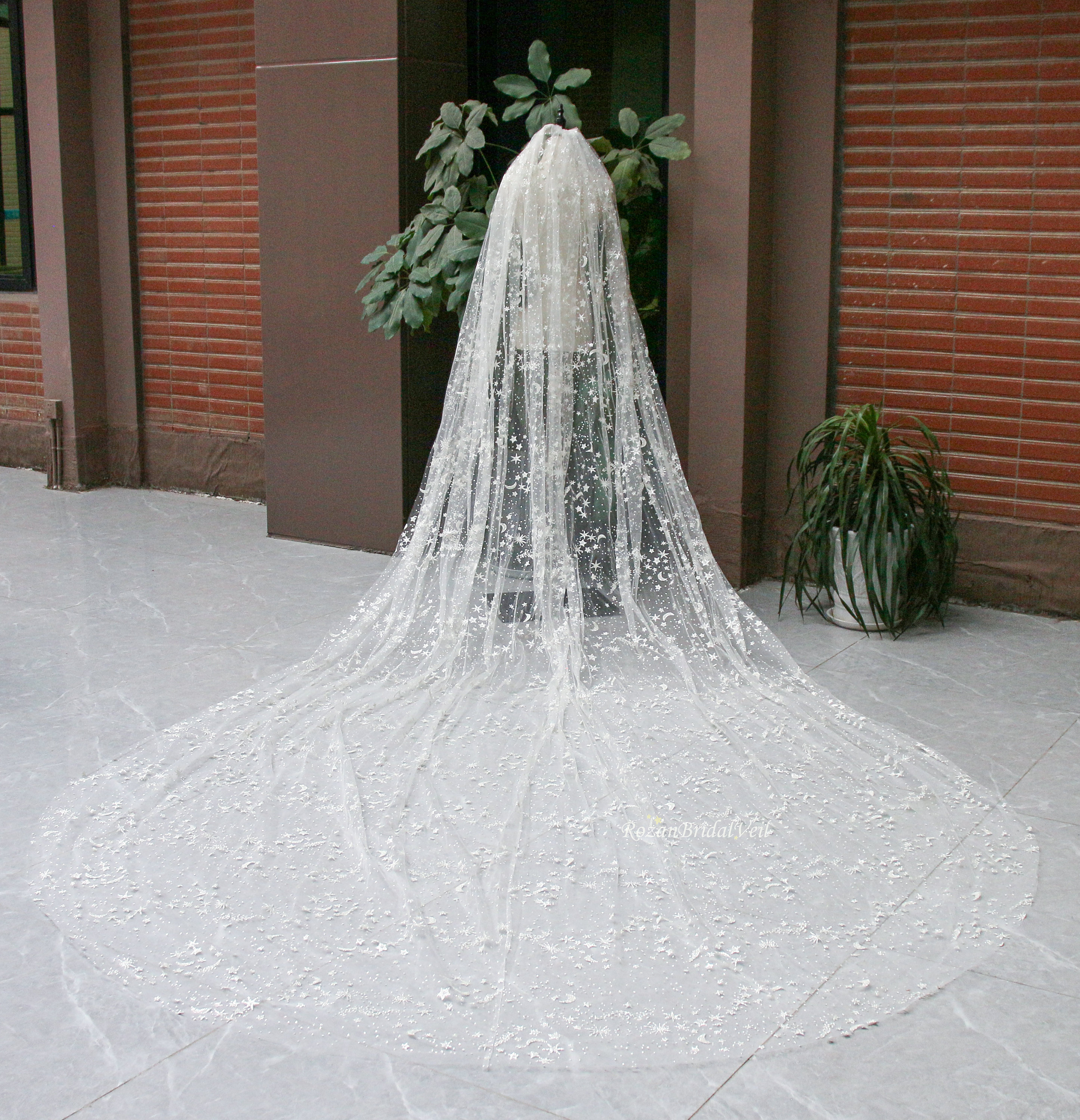 Stunning Celestial Wedding Veil/star Veil/moon Bridal Veil/ Glitter ...
