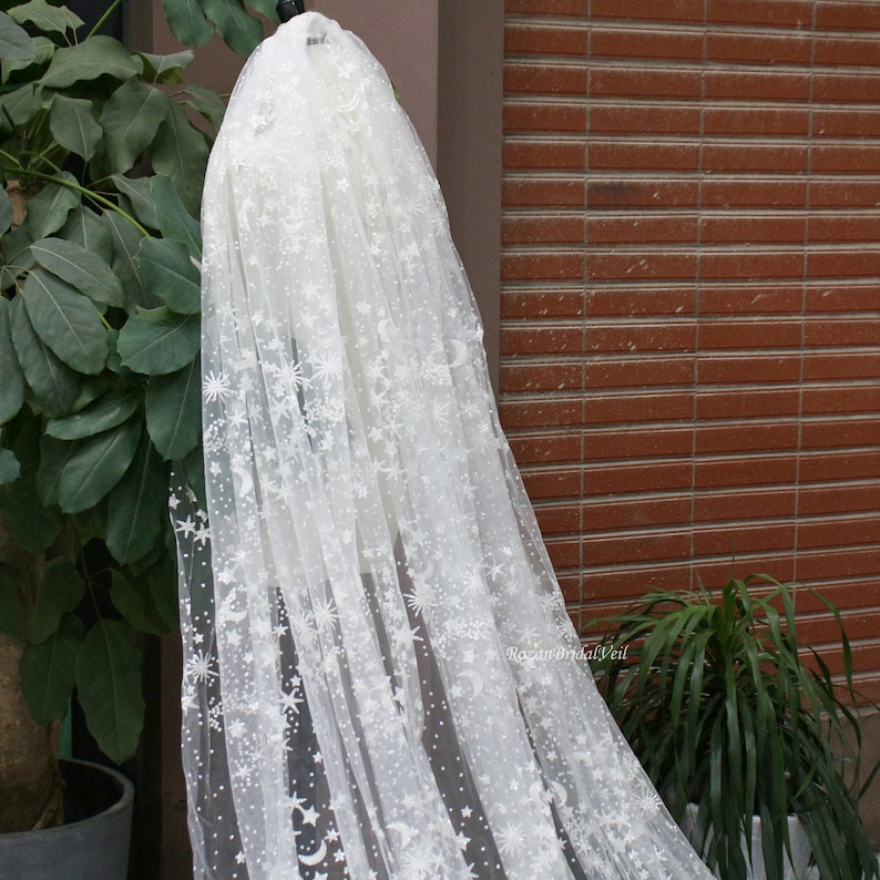 Stunning Celestial Wedding Veil/star Veil/moon Bridal Veil/ - Etsy