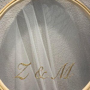 Add Custom Embroidery Pearls on Veil/ Veil With Bride and Groom Letters ...