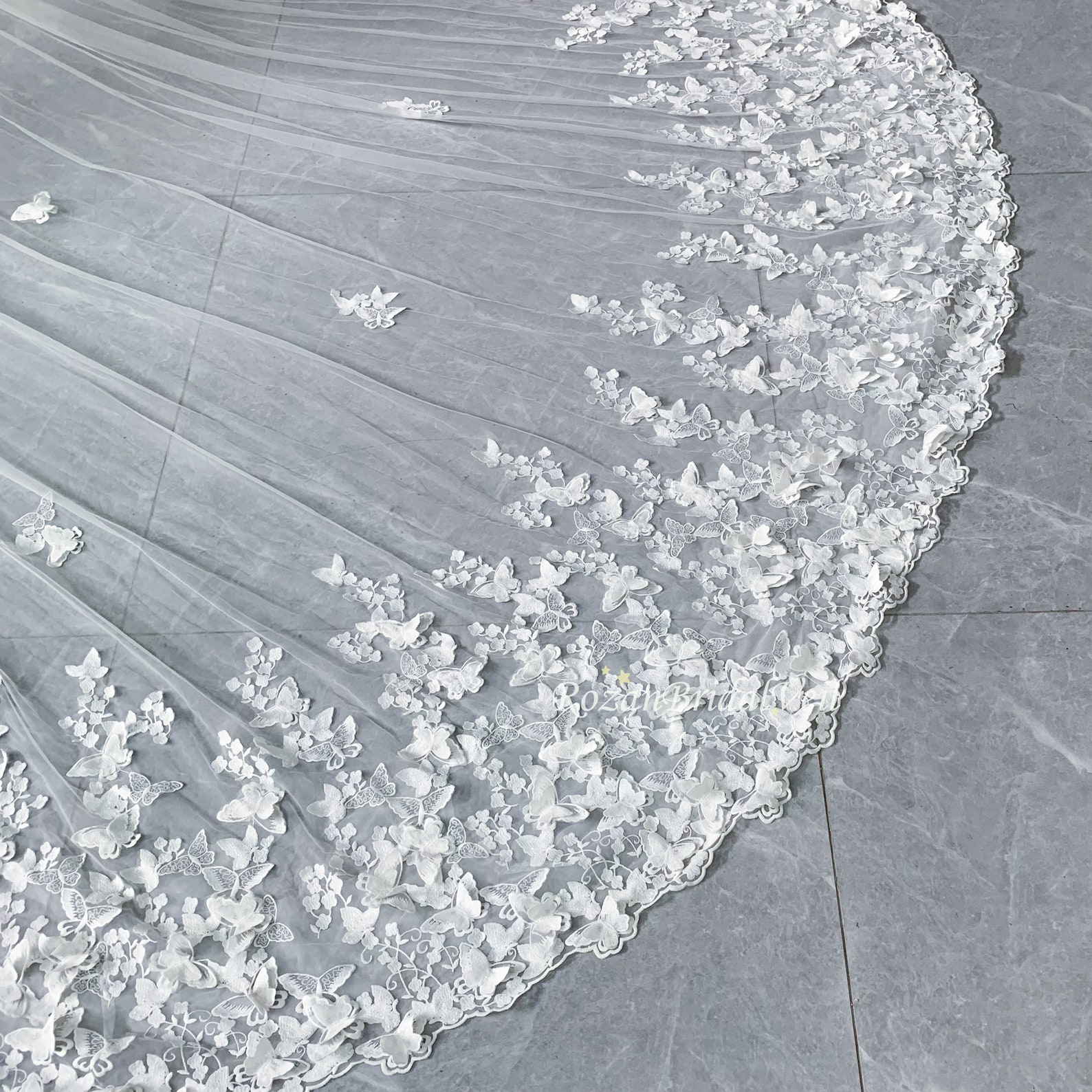 3D Butterfly Wedding Veil/luxury Lace Bridal Veil/ Embroidered ...