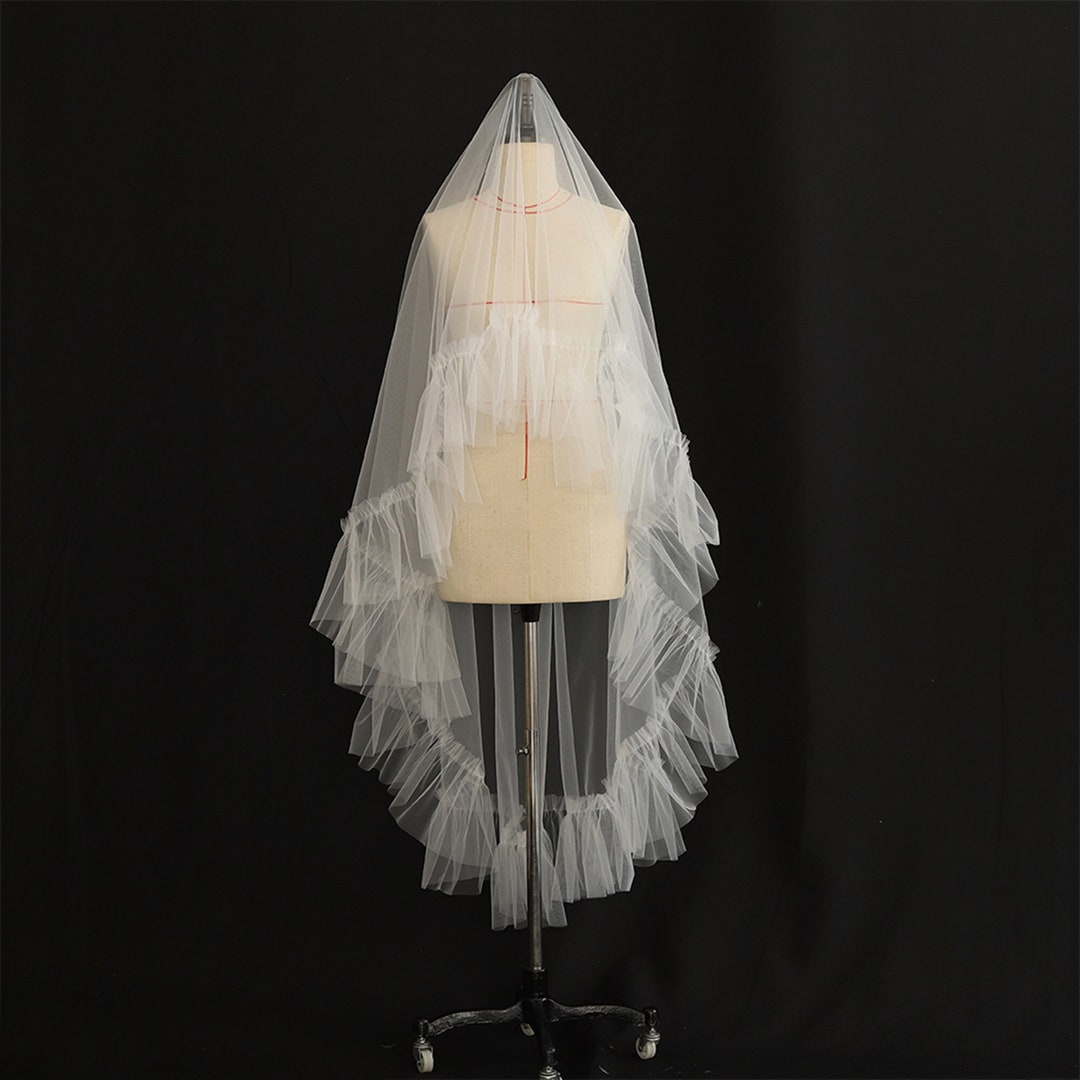Ruffle Tulle Veil for Bride/elegant Wedding Veil/ruffle Edge Veil ...