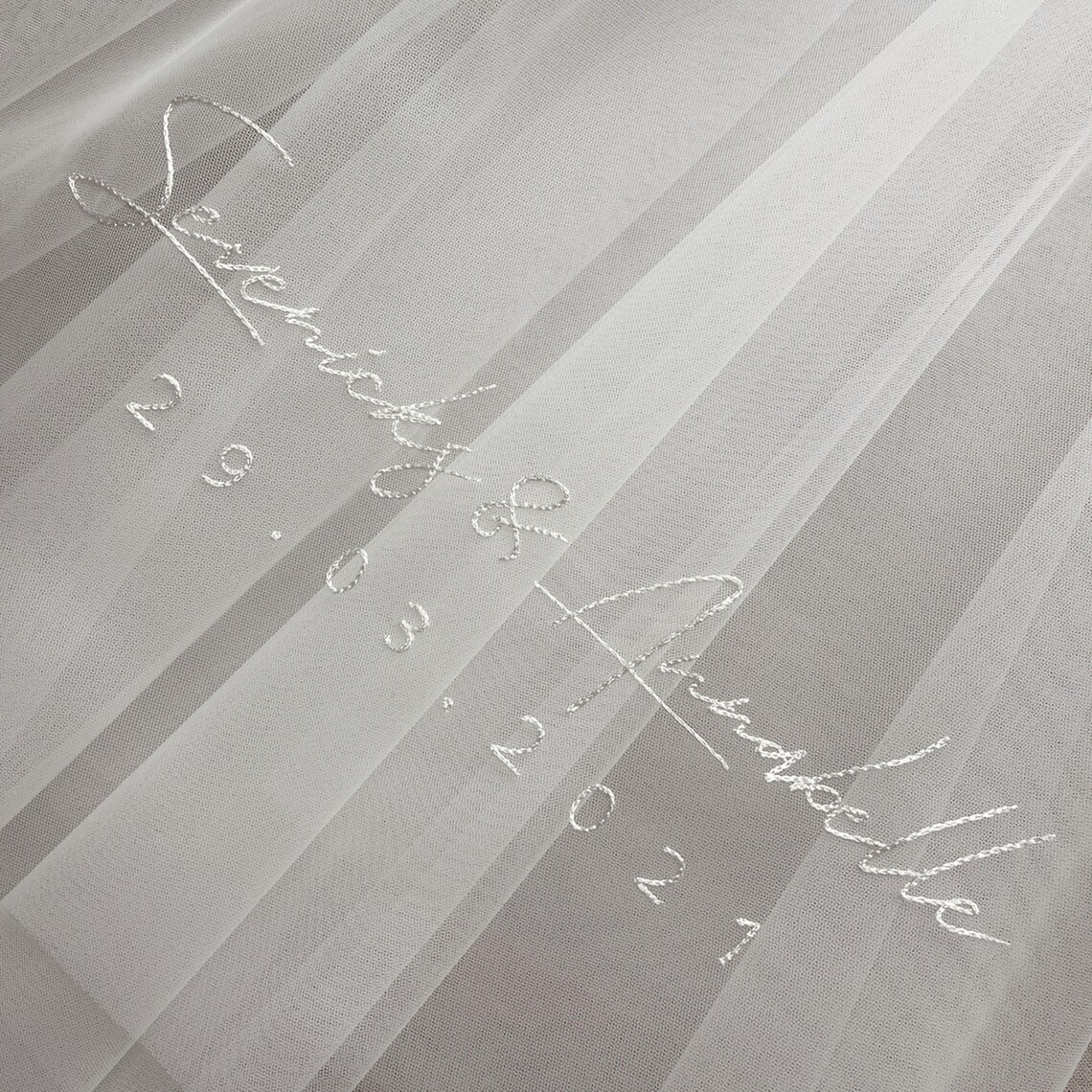 Add Custom Embroidery on Veil/ Veil With Bride and Groom Letters ...