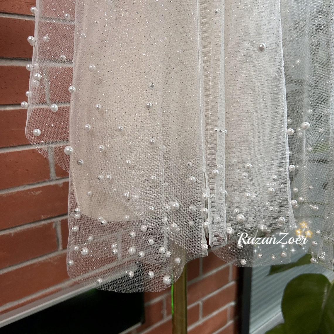 Shiny Sparkle Veil/pearls Glitter Tulle Veil/blingbling Wedding Veil ...