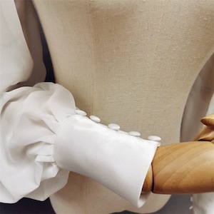 Light Ivory Chiffon Satin Long Bridal Sleeves With Buttons, Detachable ...