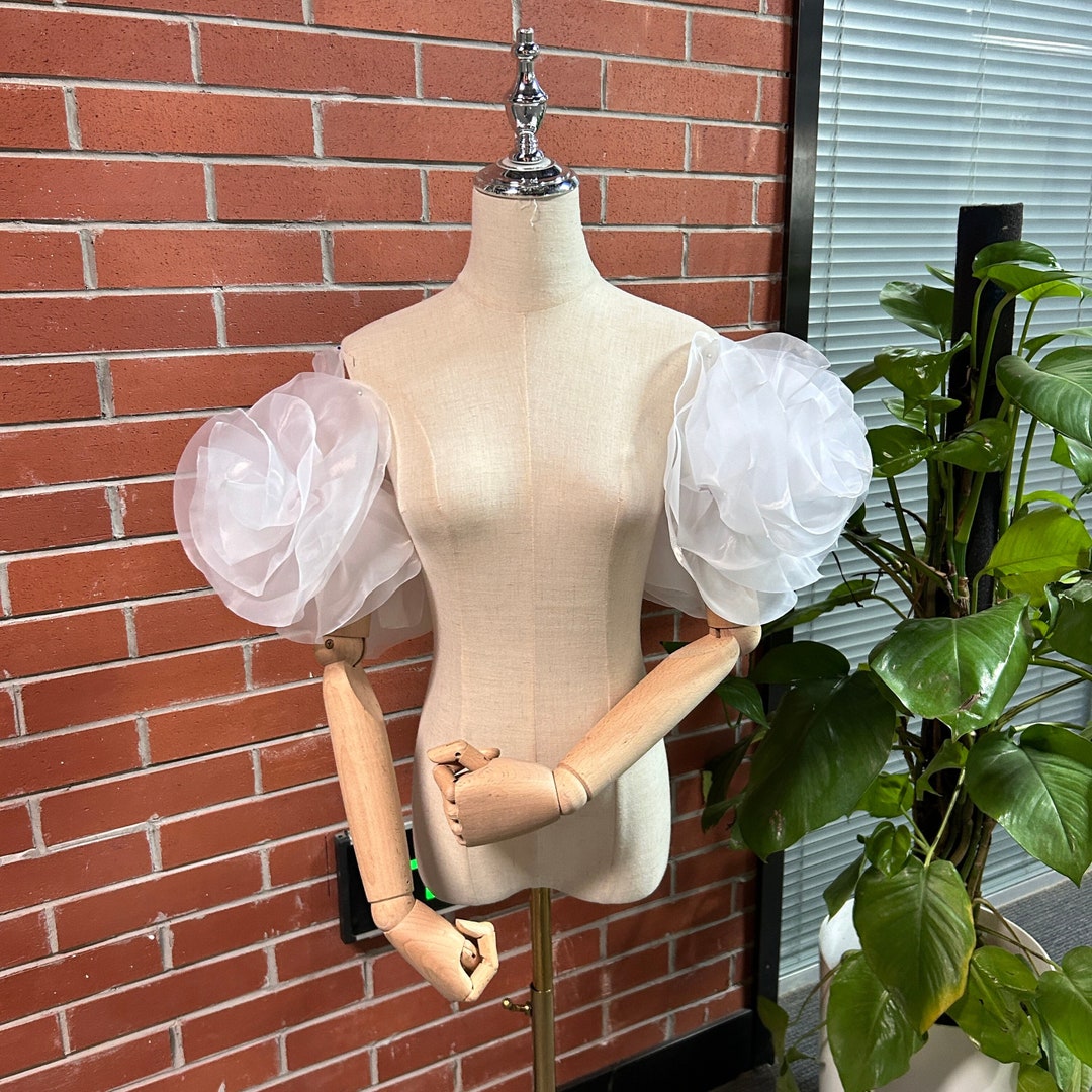 Flower Puffy Organza Bridal Sleeves/ Detachable Arm Sleeves for Wedding ...